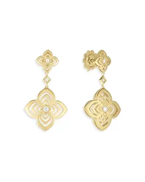 Roberto Coin 18k Yellow Diamond Flower Drop Earrings - Gold