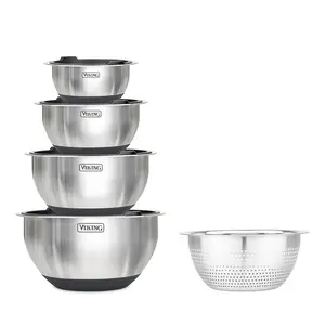 VIKING 9 Pc Stainless Steel Bowl Set With Strainer - Black