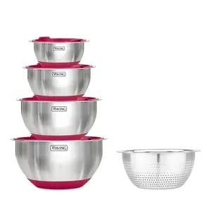 VIKING 9 Pc Stainless Steel Bowl Set With Strainer - Red
