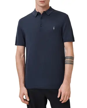 ALLSAINTS Mode Merino Wool Polo Shirt - Navy Blue