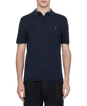 ALLSAINTS Mode Merino Wool Polo Shirt - Navy Blue