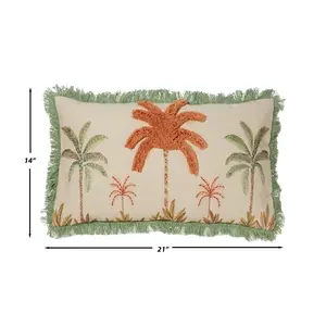 ROSELLI Jungle Tufted & Embroidered Decorative Pillow, 14 X 21