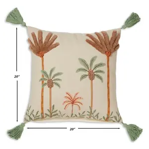ROSELLI Palm Embroidered Decorative Pillow, 20 X 20