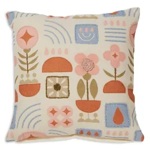ROSELLI Scandi Fun Embroidered Print Decorative Pillow, 20 X 20