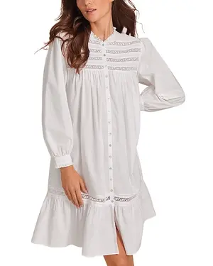 Eileen West Short Long Sleeve Ballet Nightgown Robe - White