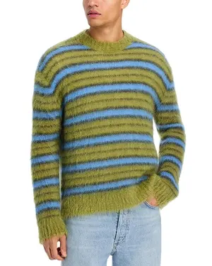 Marni Striped Mohair-blend Crewneck Sweater - Acid
