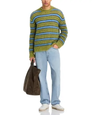 Marni Striped Mohair-blend Crewneck Sweater - Acid