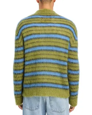 Marni Striped Mohair-blend Crewneck Sweater - Acid