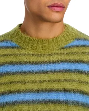 Marni Striped Mohair-blend Crewneck Sweater - Acid