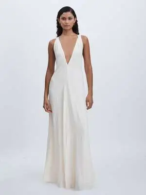 Significant Other Crinkle-satin Maxi Dress - Ivory