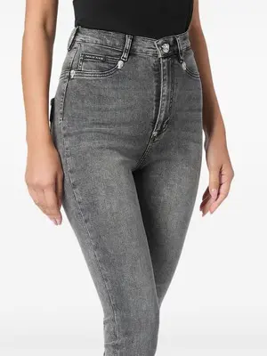 Philipp Plein Crystal-embellished High-waisted Jeans - Grey