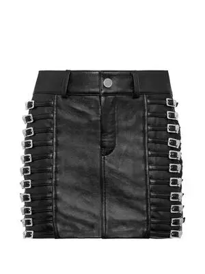 Philipp Plein Crystal-embellished Mini Leather Skirt - Black