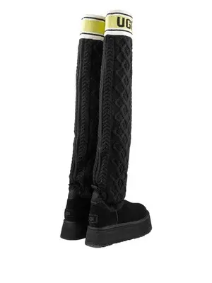 UGG Classic Sweater Letter Boots - Black