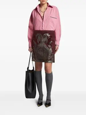 Etro Printed Metallic-effect Mini Skirt - Red