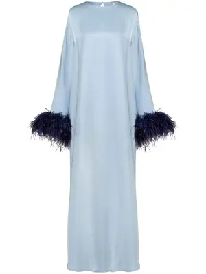 Sleeper Suzi Maxi Dress With Feathered Cuffs - Blue