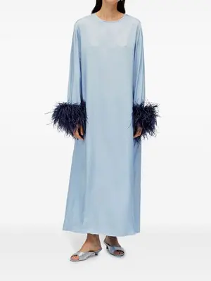 Sleeper Suzi Maxi Dress With Feathered Cuffs - Blue