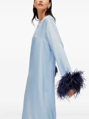 Sleeper Suzi Maxi Dress With Feathered Cuffs - Blue