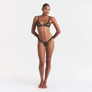 SKIMS Butterfly Thong | Deep Neutral | | Stretch Lace
