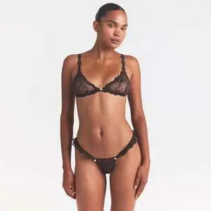 SKIMS Butterfly Thong | Deep Neutral | | Stretch Lace