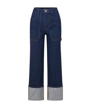 Veronica Beard Dylan Cuffed Cargo Straight-leg Jean Indigo - Indigo Rinse