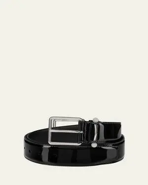 CHRISTIAN LOUBOUTIN Chambeliss Night Strass Patent Leather Belt - Black Silver