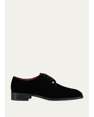 CHRISTIAN LOUBOUTIN Chambeliss Night Strass Velvet Derby Shoes - Black