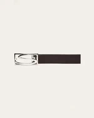 Santoni Rectangle S-buckle Reversible Leather Belt
