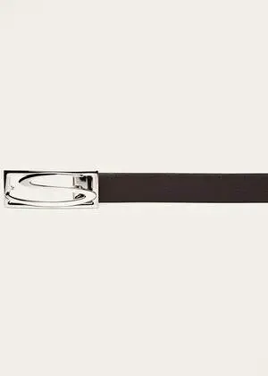 Santoni Rectangle S-buckle Reversible Leather Belt