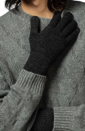 Gobi Cashmere GOBI Mongolian Cashmere Knitted Gloves Charcoal