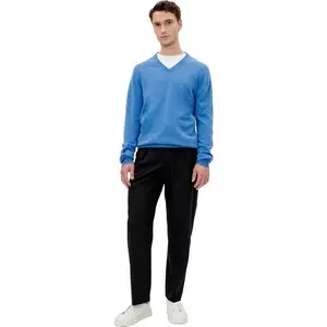 Gobi Cashmere Essential V-Neck Cashmere Sweater Blue