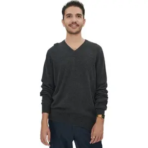 Gobi Cashmere Essential V-neck Cashmere Sweater - Charcoal