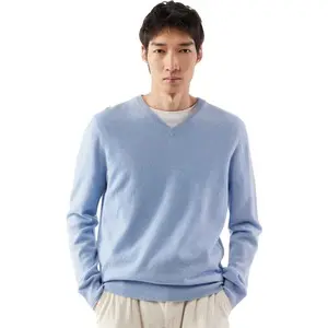 Gobi Cashmere Essential V-Neck Cashmere Sweater Light Blue