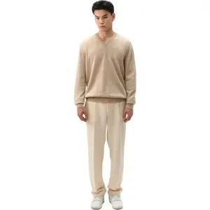 Gobi Cashmere Essential V-Neck Cashmere Sweater Warm Grey