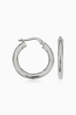 ORADINA 14k Gold Goddess Hoop Earrings - White Gold