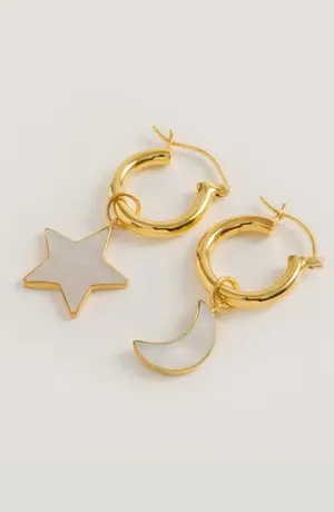 FREYA ROSE Mini Hoops With Star And Moon