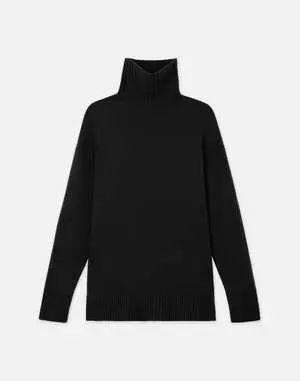 Lafayette 148 New York Cashmere Stand Collar Cocoon Sweater - Black