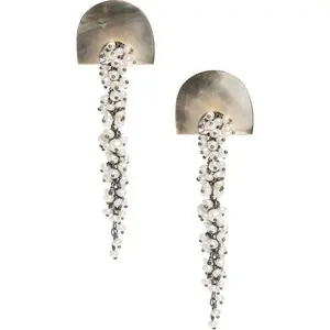 FREYA ROSE Hakuro Mother Of Pearl And Pearl Drop Earrings - Black