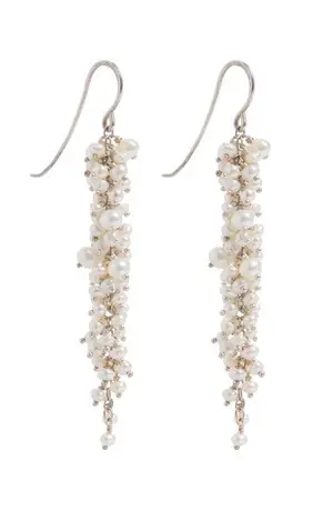 FREYA ROSE Delicate Pearl Drop Earrings - Silver