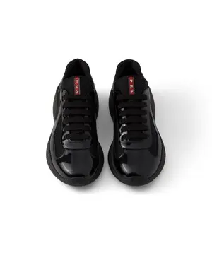 LINEA ROSSA Patent Leather And Technical Fabric America's Cup Sneakers - Black