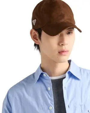 Prada Suede Baseball Cap - Brown