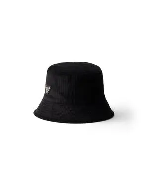 Prada Corduroy Bucket Hat - Black