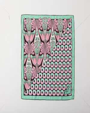 Prada Printed Silk Twill Scarf 55 - Green