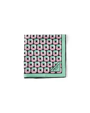 Prada Printed Silk Twill Scarf 55 Green