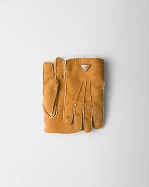 Prada Suede Sheepskin Gloves - Honey