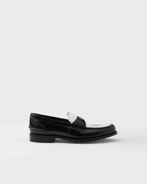 Prada Two-tone Brushed Leather Loafers