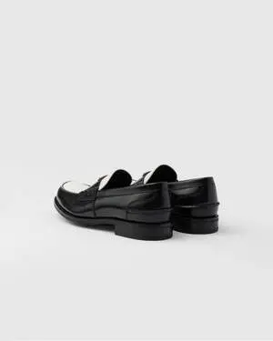 Prada Two-tone Brushed Leather Loafers