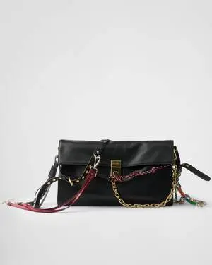 Prada Soft Sound Leather Shoulder Bag With Charms