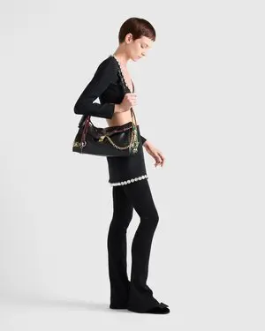Prada Soft Sound Leather Shoulder Bag With Charms