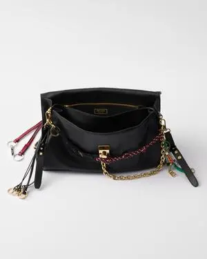 Prada Soft Sound Leather Shoulder Bag With Charms