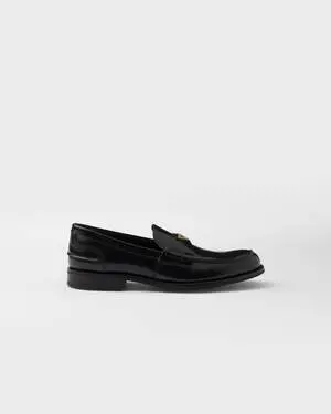 Prada Brushed Leather Loafers - Black